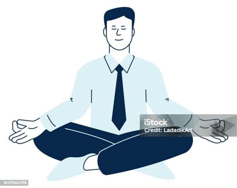 비즈니스 선 개념입니다 차분한 사람 연꽃 포즈를 취한 남자 남자 사업가에 대한 스톡 벡터 아트 및 기타 이미지 남자 사업가 개념 건강한 생활방식 Istock