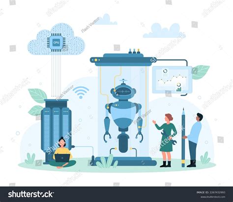 Robot Building Technology Vector Illustration Cartoon Stock Vector