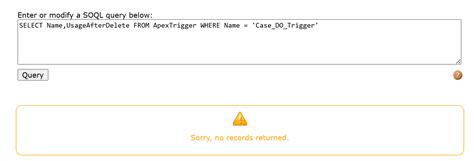 apex soql for apextrigger filtered on name field returns no results