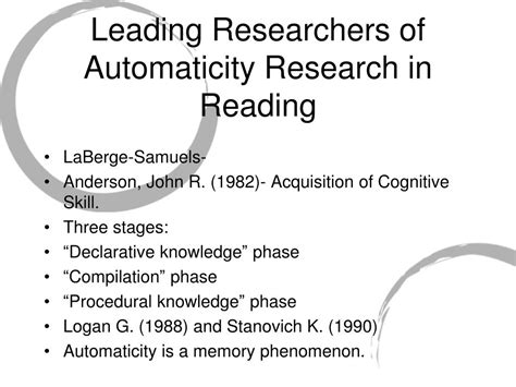 Ppt Automaticity Theorymodel Of Reading Powerpoint Presentation