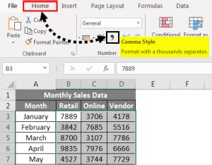 Comma Style In Excel How To Apply Comma Style In Excel