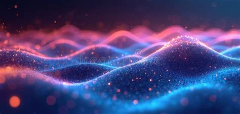 Abstract Data Visualization With Glowing Light Lines On Blue Purple Gradient Background