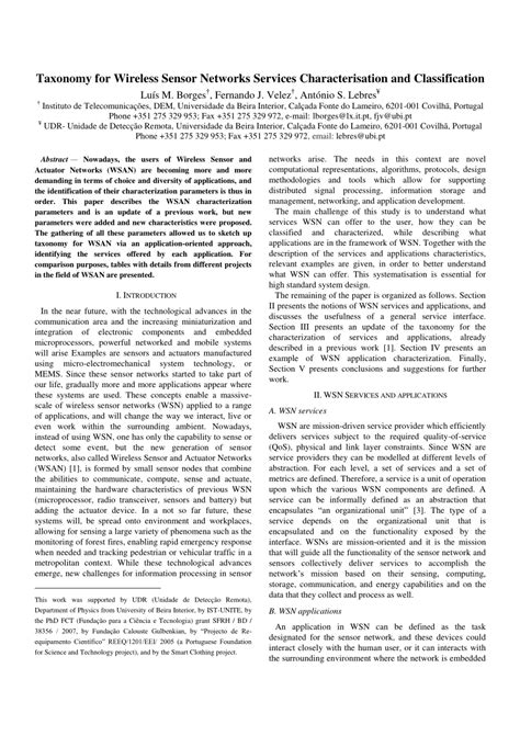 Pdf Taxonomy For Wireless Sensor Networks Services Characterisation And Classification