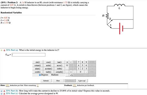 Solved 20 Problem 2 A 1 4h Inductor In An Rl Circuit