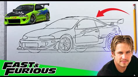 Como Dibujar Un Mitsubishi Eclipse Fast And Furious Youtube