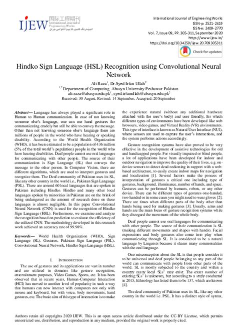 Pdf Hindko Sign Language Hsl Recognition Using Convolutional Neural