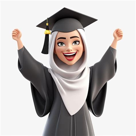 Premium Ai Image 3d Illustration A Arab Female Happy After Graduation