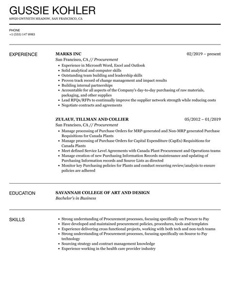 Procurement Resume Templates