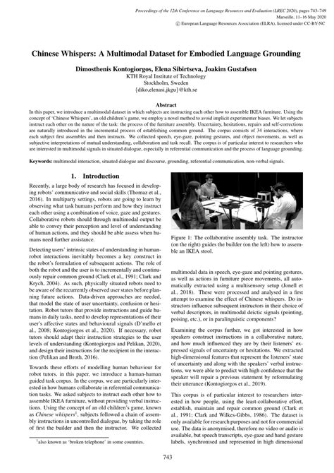 Pdf Chinese Whispers A Multimodal Dataset For Embodied Language Grounding