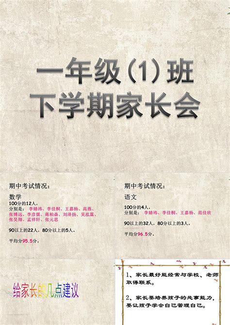 一年级1班下学期家长会班主任发言稿课件ppt卡卡办公