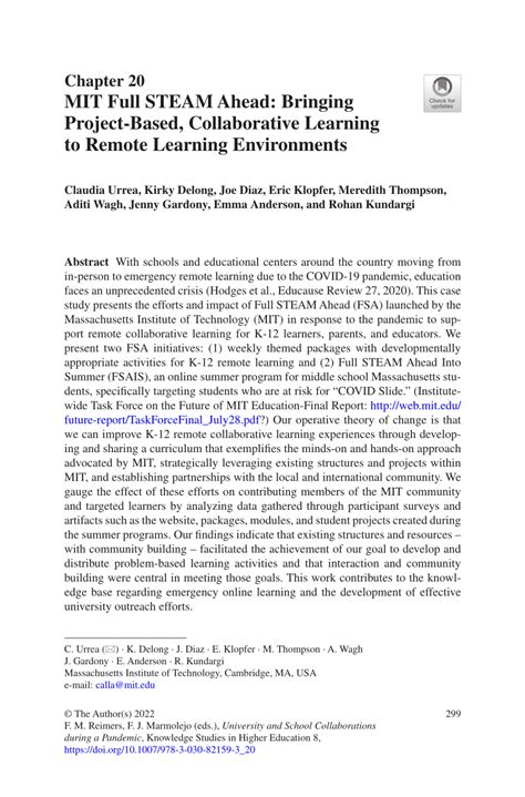 Pdf Mit Full Steam Ahead Bringing Project Based Collaborative