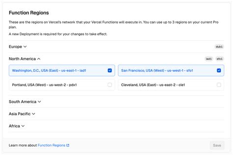 Configuring Regions For Vercel Functions