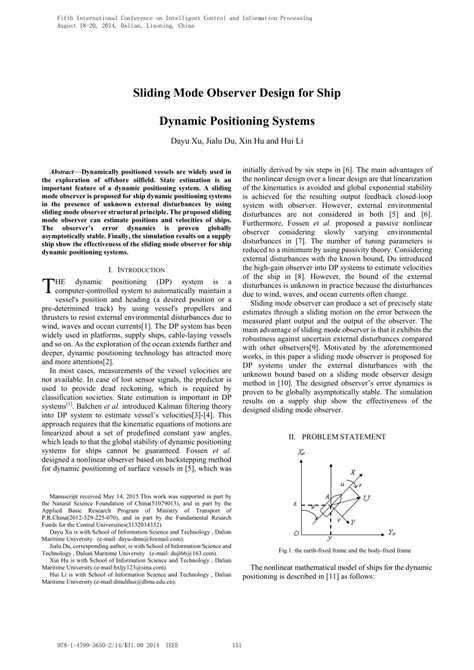 PDF Sliding Mode Observer Design For Ship Dynamic Positioning Systems
