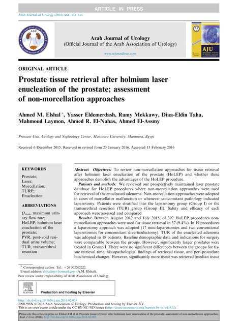 Pdf Prostate Tissue Retrieval After Holmium Laser Enucleation Of The Prostate Assessment Of