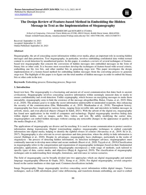 The Design Review Of Feature Based Method In Embedding The Hidden