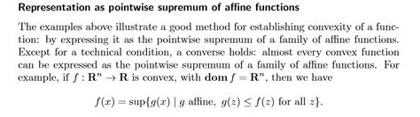 Representing A Convex Function As The Supermum Of Affine Functions