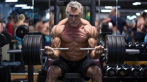 Premium Photo Senior Older Man Lifting Weights During Gym Workout Session