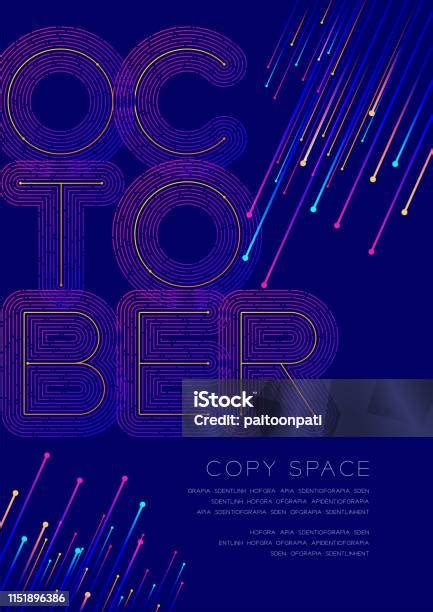 10 월 달 큰 텍스트 점과 대시 라인 패턴 레이어 오버레이 포스터 배너 또는 전단지 템플릿 레이아웃 디자인 그림 복사 공간