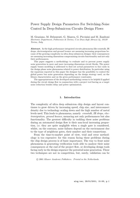 Pdf Power Supply Design Parameters For Switching Noise Control In Deep Submicron Circuits