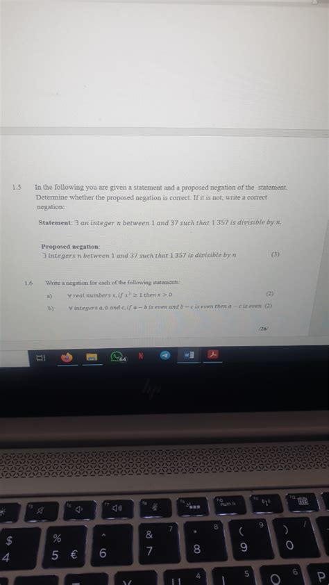 1 5 In The Following You Are Given A Statement And A Proposed Negation
