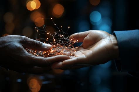 Premium AI Image Close Up Of Hand Touching Neural Networks