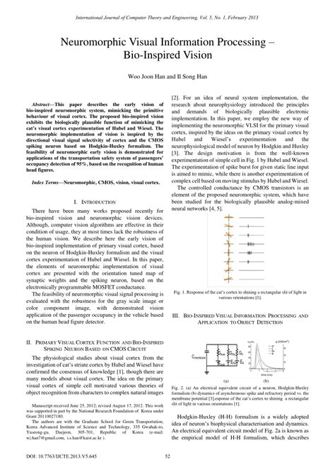 Pdf Neuromorphic Visual Information Processing Bio Inspired Vision