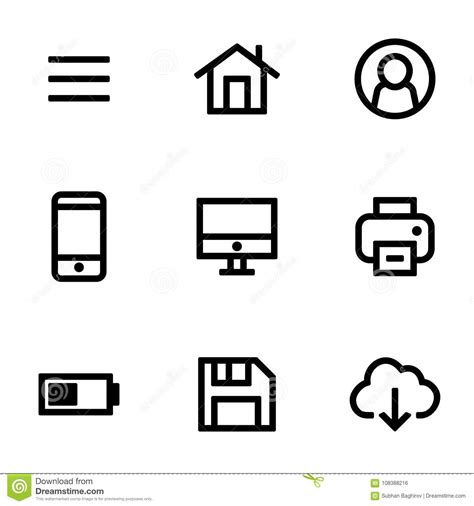 Set Of Icons For Simple Flat Style Ui Design Stock Vector