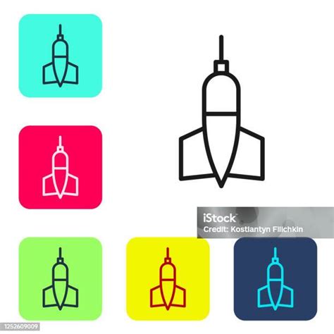 흰색 배경에 격리 된 검은 줄 다트 화살표 아이콘 색상 정사각형 단추로 아이콘을 설정합니다 벡터 일러스트레이션 개념에 대한 스톡 벡터 아트 및 기타 이미지 Istock