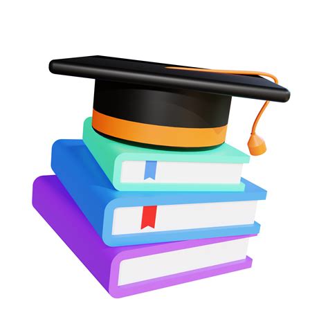 3d Illustration Toga Hat And Books For Education 9583906 Png