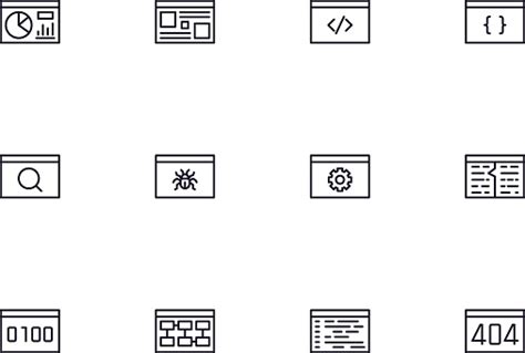 Coding Concept Collection Of Codign High Quality Vector Outline Signs