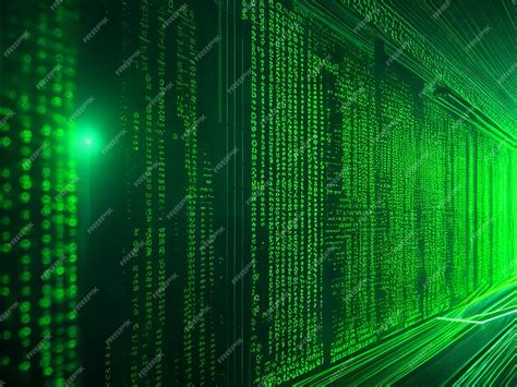 Premium Photo A Vibrant Canvas Illuminated By A Cascade Of Green Binary Code Forming Dynamic