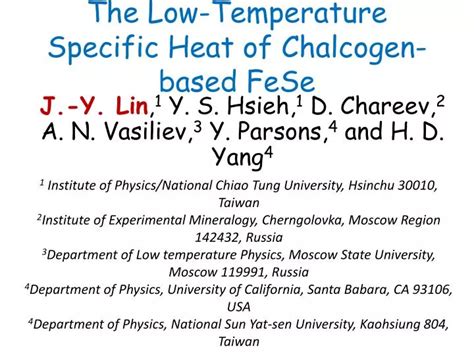 Ppt The Low Temperature Specific Heat Of Chalcogen Based Fese