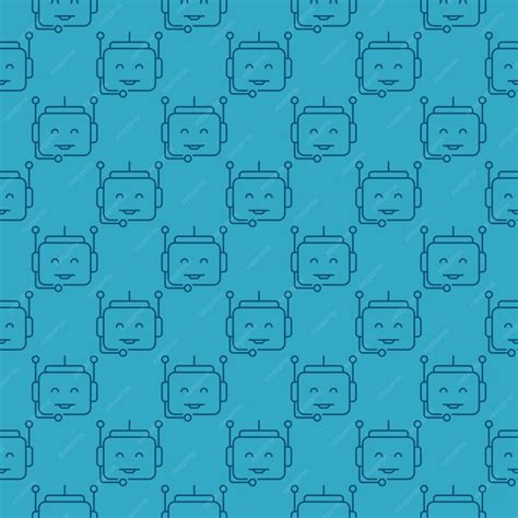 Premium Vector Chatbot Robot Head Vector Concept Outline Seamless Pattern