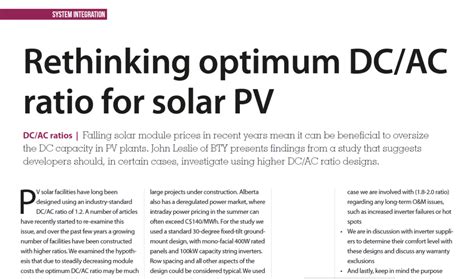 Rethinking Optimum Dc Ac Ratio For Solar Pv Pv Tech