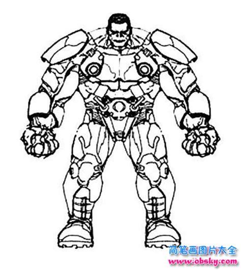 穿装甲的绿巨人浩克简笔画图片大全 绿巨人 儿童简笔画图片大全