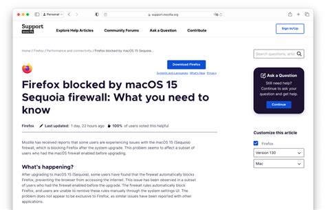 Mozilla、firefoxがmacos 15 Sequoiaのファイヤーウォールにブロックされる問題について原因を調査中。 Aapl Ch