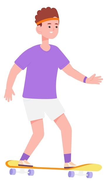 보드에 십대 스케이팅 행복한 소년 스케이트 보드 도시 라이프 스타일 프리미엄 벡터