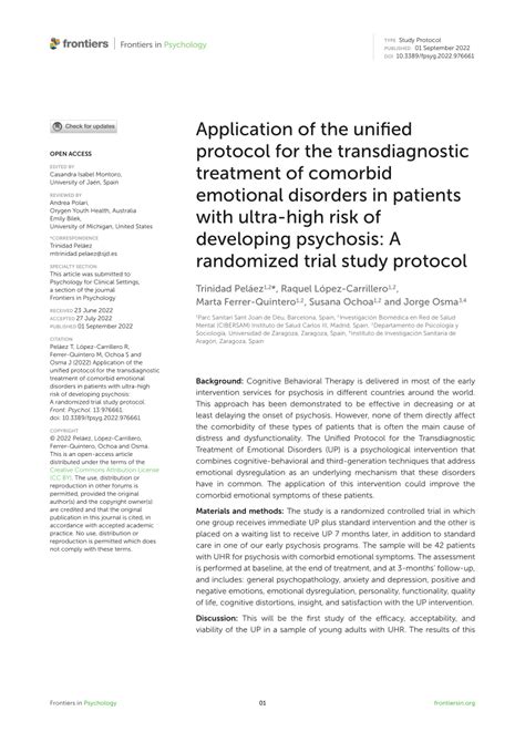 Pdf Application Of The Unified Protocol For The Transdiagnostic