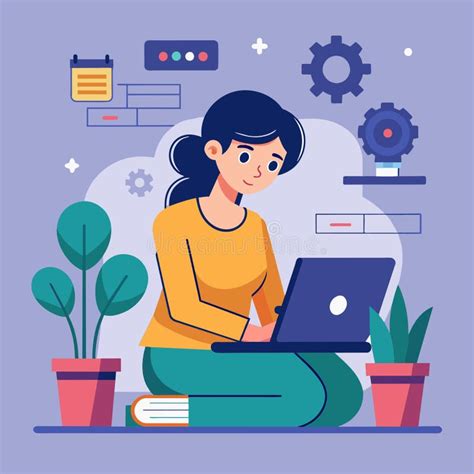 A Woman Sitting On The Floor Focused On Working On A Laptop Woman Repairing Programming