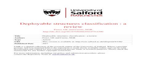 Pdf Deployable Structures Classification A Reviewusir Salford Ac Uk Id Eprint 43146 1