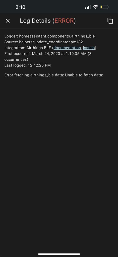 Airthings Ble Errors Rhomeassistant