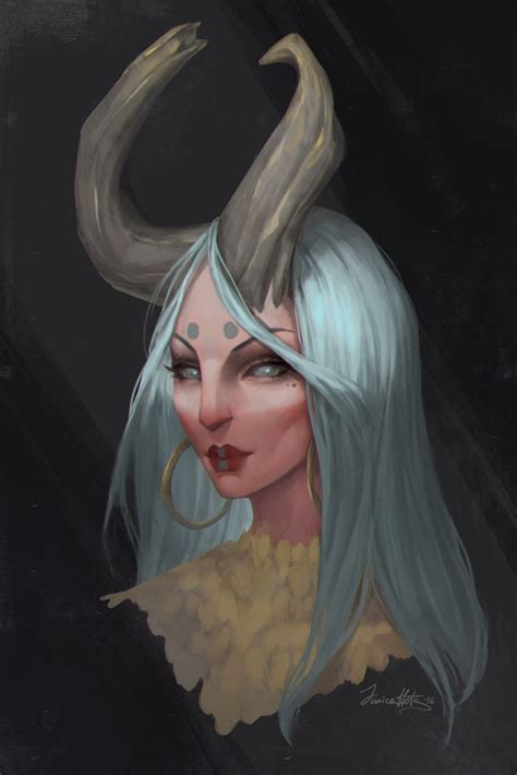 Portrait With Horns Junica Hots Portrait Character Illustration Horns