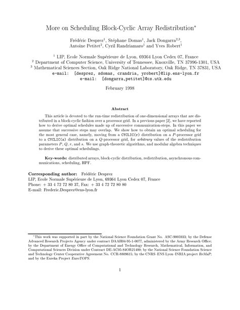 Pdf More On Scheduling Block Cyclic Array Redistribution