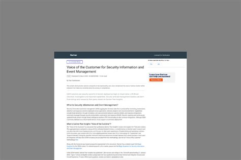 [thank You] Gartner Voice Of The Customer For Siem