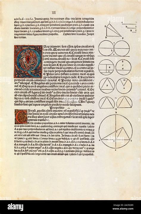 Euclids Elements Of Geometry Book Page With Latin Text And Diagrams