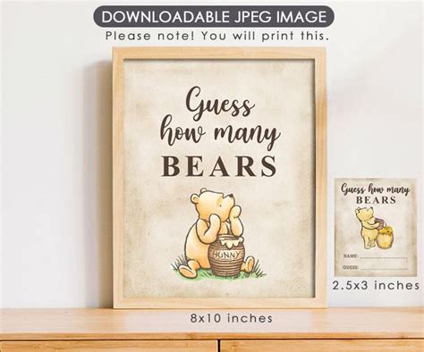 Downloadable 8 X10 Sign With Answer Cards Classic Winnie The Pooh Party