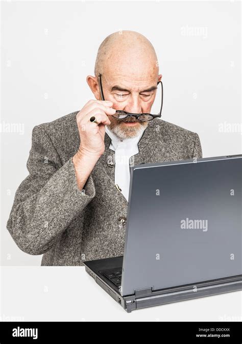 Old Man Computer Stock Photo Alamy