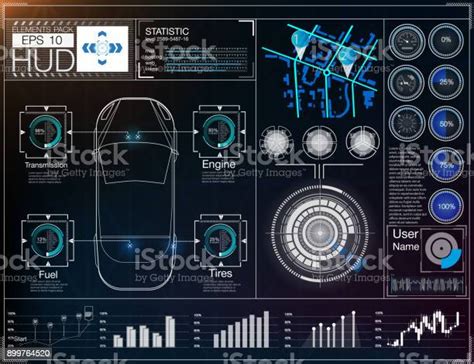 미래의 사용자 인터페이스입니다 Hud Ui입니다 추상 가상 그래픽 터치 사용자 인터페이스입니다 자동차 Infographic입니다