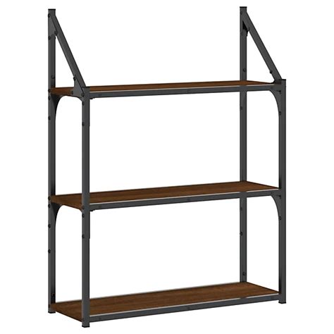 Berkfield 3 Tier Wall Shelf Brown Oak 60x21x78 5 Cm Engineered Wood