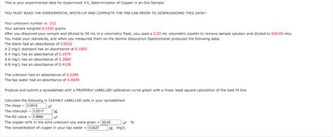 Solved This Is Your Experimental Data For Experiment 3 Chegg Com